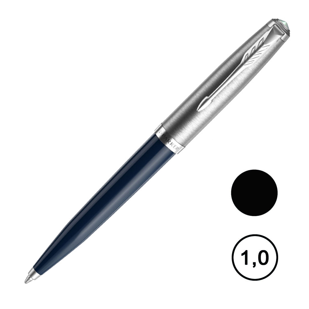 Купить Ручка шариковая Parker "51 Midnight Blue CT", 1 мм, черная: в ...