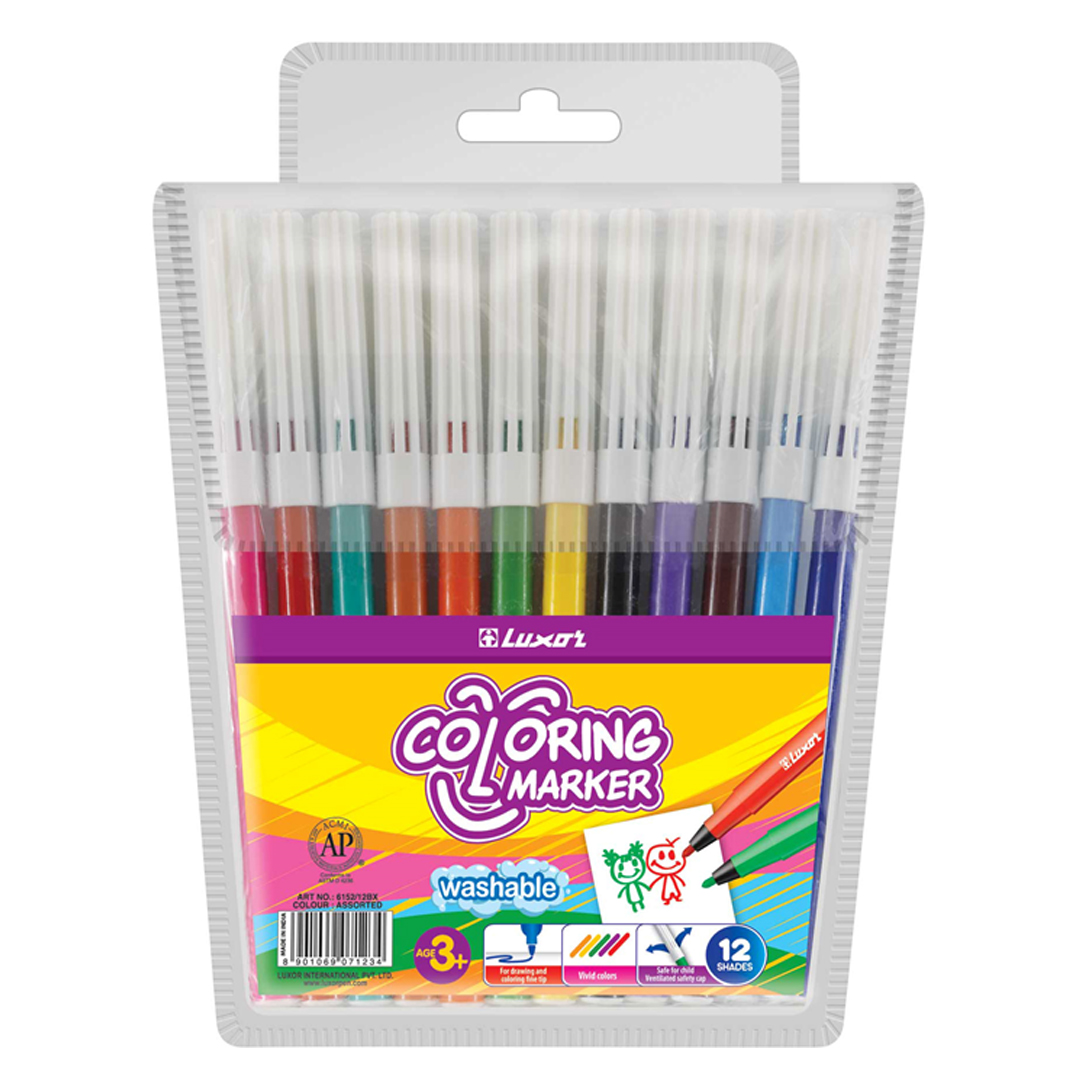 Купить Фломастеры Luxor "Coloring Marker", 12 цветов: в Алмате, Астане ...